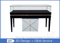 China Rectangle Wooden White Black Glass Display Plinth With Cabinet Lockable for sale