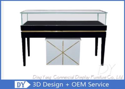 China Rectangle Wooden White Black Glass Display Plinth With Cabinet Lockable for sale