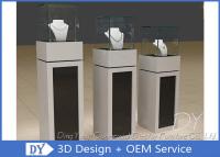 China Square Matte Black White Wooden Display Plinth With Small Cabinet for sale