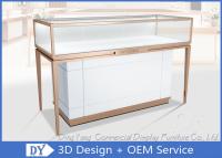 China Rose Gold Stainless Steel Frame Jewelry Display Cases With MDF Cabinet for sale