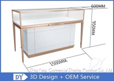 China Luxury Rose Gold Stainless Steel Jewellery Display Cabinets For Retail Shop for sale