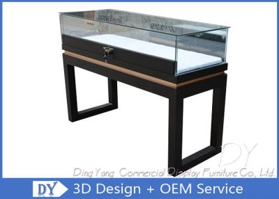 China Black Custom Glass Display Cases Plinth For Jewelry / Watch With LED Lighting for sale