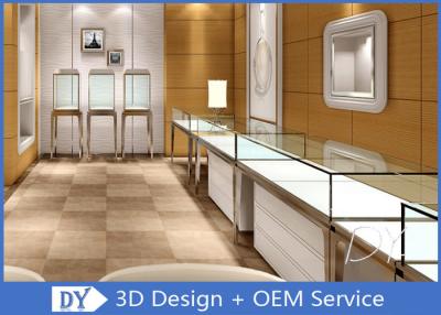 China Brush Gold Stainless Steel Jewelry Counter Design With Wood Cabinet for sale