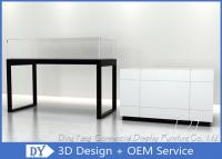 China Glossy White Glass Jewelry Counter Display / Jewelry Showcases for sale