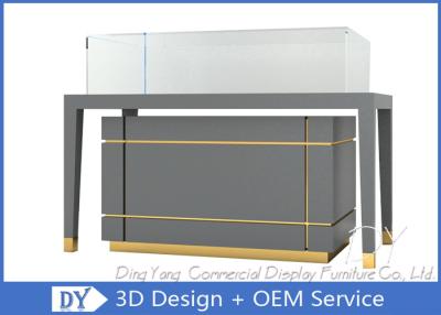 China Modern Commercial Glass Jewellery Display Showcases Matte Gray Lacquer Finished for sale