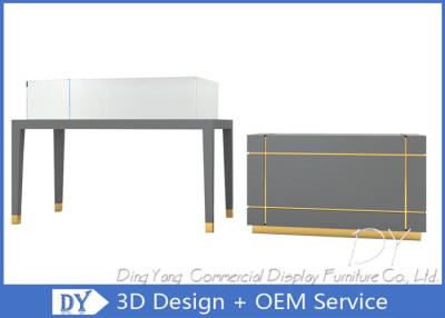 China OEM Gray Jewelry Showcase Display With Wooden + Glass + Led Lights for sale