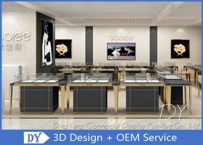 China Store Jewelry Merchandise Display Cases with Stainless Steel + Wood + Glass + Lights for sale