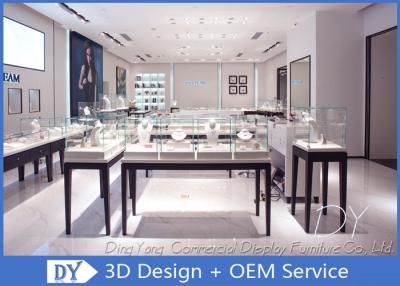 China Black + White Lighted Jewelry Display Cases / Jewellery Shop Display Cabinets for sale
