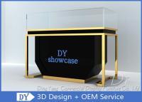 China Matte Black Wood Stain Steel Jewellery Counter Display With Lights for sale
