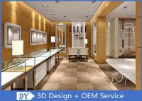 China Brush Gold Stainless Steel Jewelry Counter Design With Wood Cabinet for sale