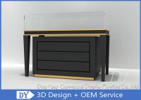 China Morden Black Store Jewelry Display Cases Storage With Door And Wooden Shelf Inside for sale