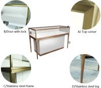 China Rose Gold Stainless Steel Frame Jewelry Display Cases With MDF Cabinet for sale