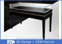 China Black Stainless Steel Frame Jewelry Pedestal Showcase With LED Lights for sale