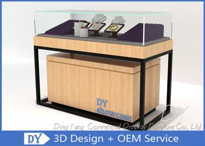 China Luxury Veneer Stain Steel Jewelry Store Showcases With Large Storage for sale