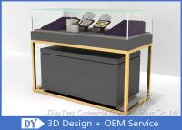 China Gray Gold Stain Steel Jewelry Display Cabinet Showcase With Light 1200 X 550 X 950MM for sale
