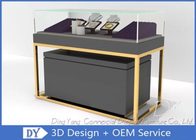 China Gray Gold Stain Steel Jewelry Display Cabinet Showcase With Light 1200 X 550 X 950MM for sale