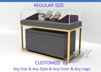 China Gray Gold Stain Steel Jewelry Display Cabinet Showcase With Light 1200 X 550 X 950MM for sale