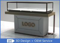 China Half Stain Steel Frame Glass Jewelry Display Case With Custom Logo for sale
