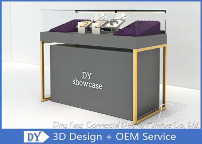 China Wood Base Gray Lacquer Jewelry Store Showcases With Logo Customized In Front Of The Storage for sale