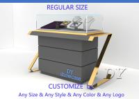 China Gold Stain Steel Jewelry Store Showcases / Retail Jewellery Display Cabinets for sale