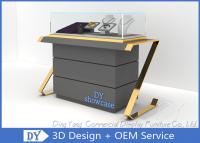 China Gold Stain Steel Jewelry Store Showcases / Retail Jewellery Display Cabinets for sale