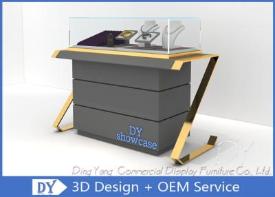 China Gold Stain Steel Jewelry Store Showcases / Retail Jewellery Display Cabinets for sale