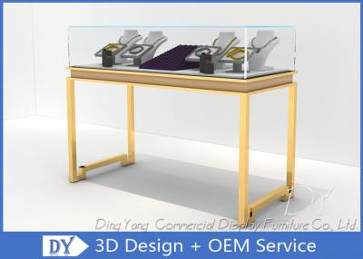 China Beauty Practicability Glass Jewelry Showcases With Dis - Assembly Gold Legs for sale