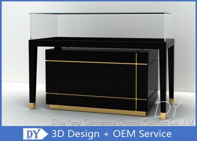China Fashionable Black Glass Jewelry Showcase Display With Large Storage for sale