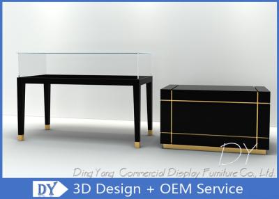 China Pre Assembly Wood Glass Jewelry Store Counter With Lights / Lock / Stainless Steel Hooks for sale