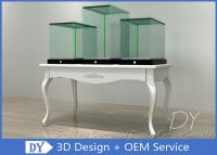 China Attractive European Style White Jewelry Shop Counters With LED Strip Lights for sale