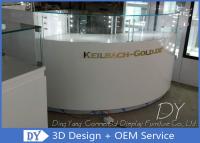China Round Curve Wooden White Jewelry Store Showcases With LED Strip Lights for sale