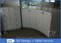 China Round Curve Wooden White Jewelry Store Showcases With LED Strip Lights for sale