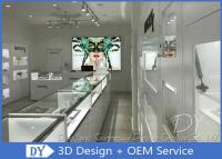 China Glossy Pure White Wooden Glass Store Jewelry Display Cases For Shopping Mall for sale