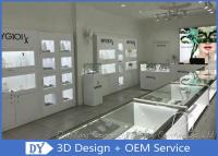 China Glossy Pure White Wooden Glass Store Jewelry Display Cases For Shopping Mall for sale