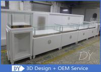 China Rectangle White Wooden Jewelry Glass Display Cabinet With Powder - Coated for sale