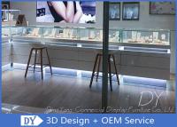 China Luxurious Store Jewelry Display Cases / Beige Painting Finished Gold Shop Counter for sale