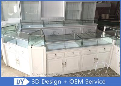 China Glossy White Store Jewelry Display Cases , Fully Pre - Assembly Jewellery Shop Showcase for sale
