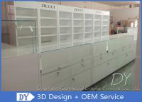 China Glossy White Jewelry Display Showcases Fully With Led Lights Locks Enclosed Large Stor for sale
