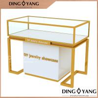 China Brush Gold Shinning White Wood Showcase For Jewelry Custom Service Design for sale