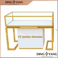 China Brush Gold Shinning White Wood Showcase For Jewelry Custom Service Design for sale