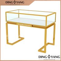 China Brush Gold Shinning White Wood Showcase For Jewelry Custom Service Design for sale