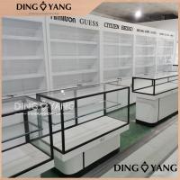 China Durable Jewelry Showcase Display / White Wooden Glass Jewelry Display Case for sale