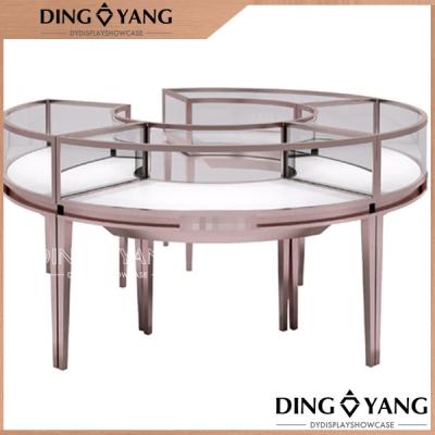 China Rose Gold Large Circular Jewelry Showcase Display for sale