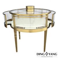 China Contemporary Round Lockable Lighting Jewelry Display Cases for sale