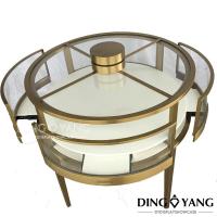 China Contemporary Round Lockable Lighting Jewelry Display Cases for sale