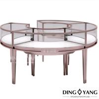 China Lights Lock Installed Cambered Jewelry Display Cases for sale
