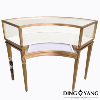 China Custom Curved Stain Steel Jewellery Shop Display Counters for sale