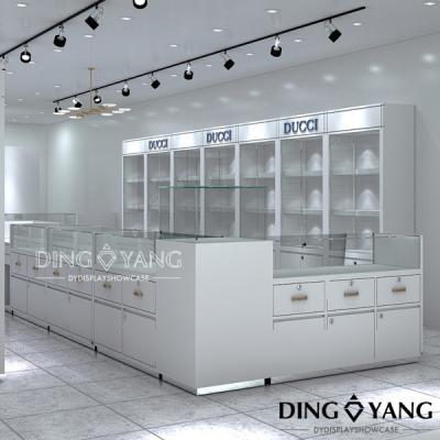 China Showroom Glossy White Jewellery Shop Display Counters for sale