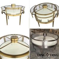 China Round Glass Lockable Lighted Jewelry Display Cases for sale