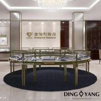 China Round Glass Lockable Lighted Jewelry Display Cases for sale